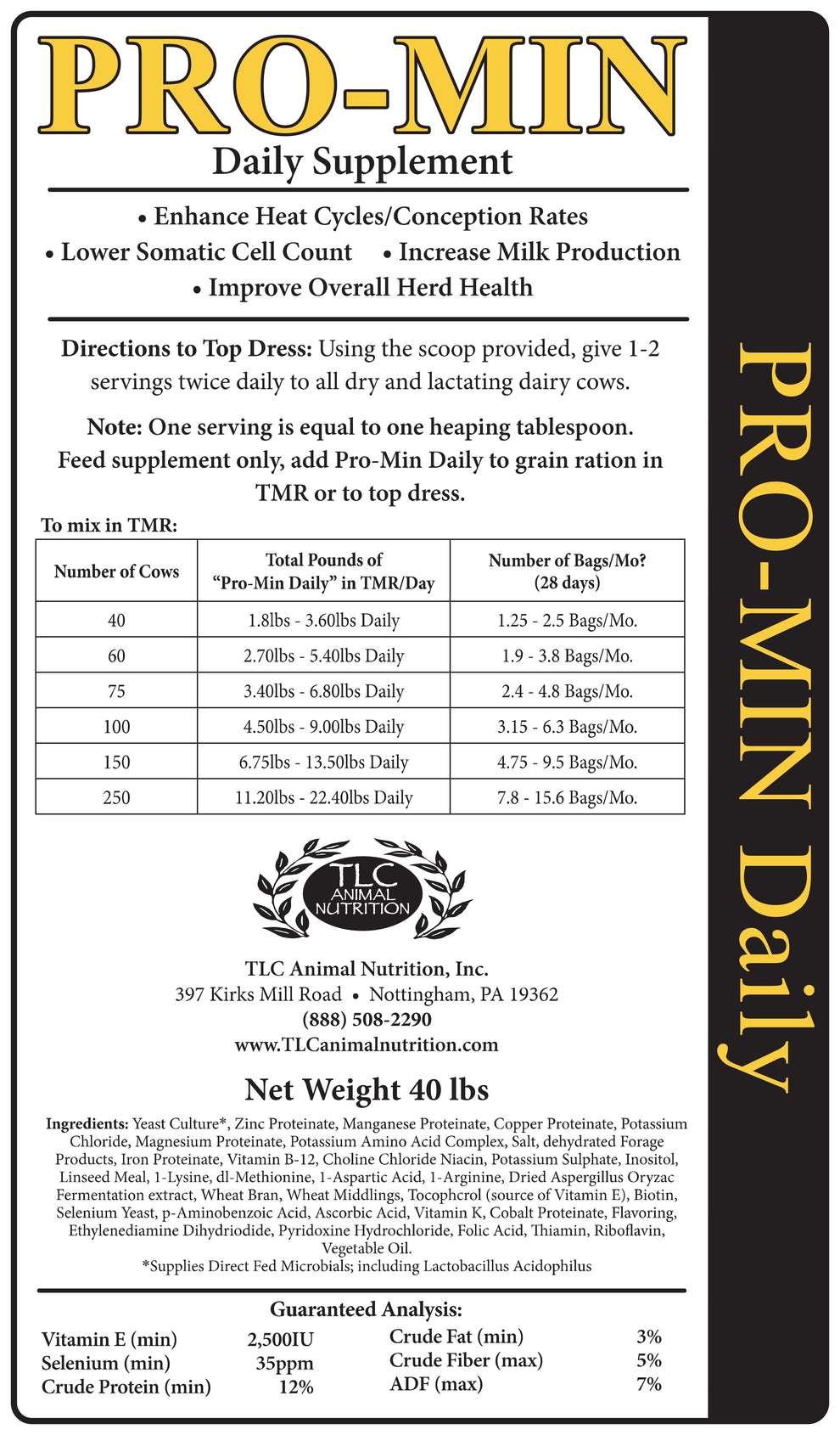 Pro-Min Daily- dairy reproduction – TLC Animal Nutrition, Inc.